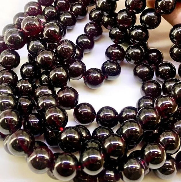 1 String 8mm Round Garnet Stone Beads