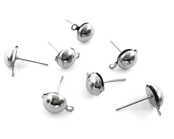 5 Pairs 8mm Half Ball With Closed Loop Earring Posts – beadsnfashion