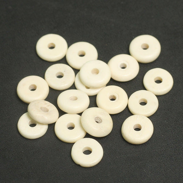 100 Pcs, 10mm Donut Bone Beads