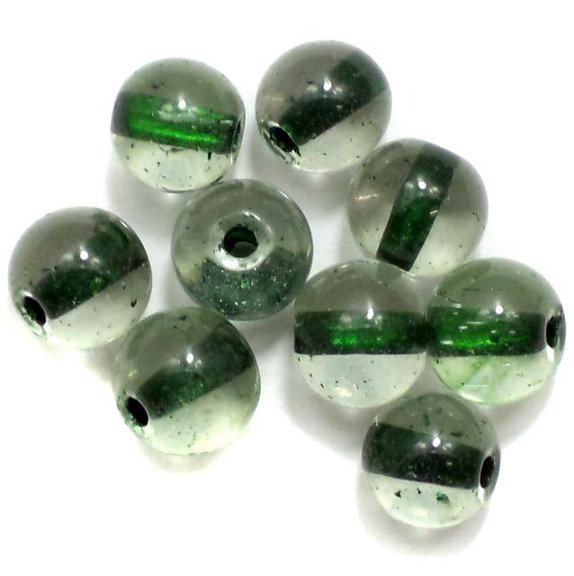 140 Glass Round Beads Inside Colour Green 8mm