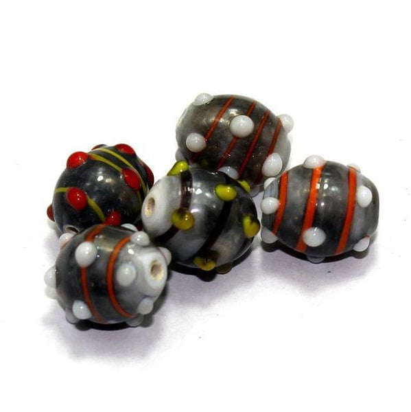 20 Bump Dotted Oval Beads Black 18x14mm – beadsnfashion