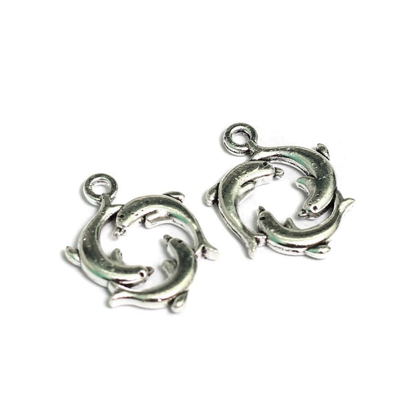 20mm German Silver Dolphin Charms